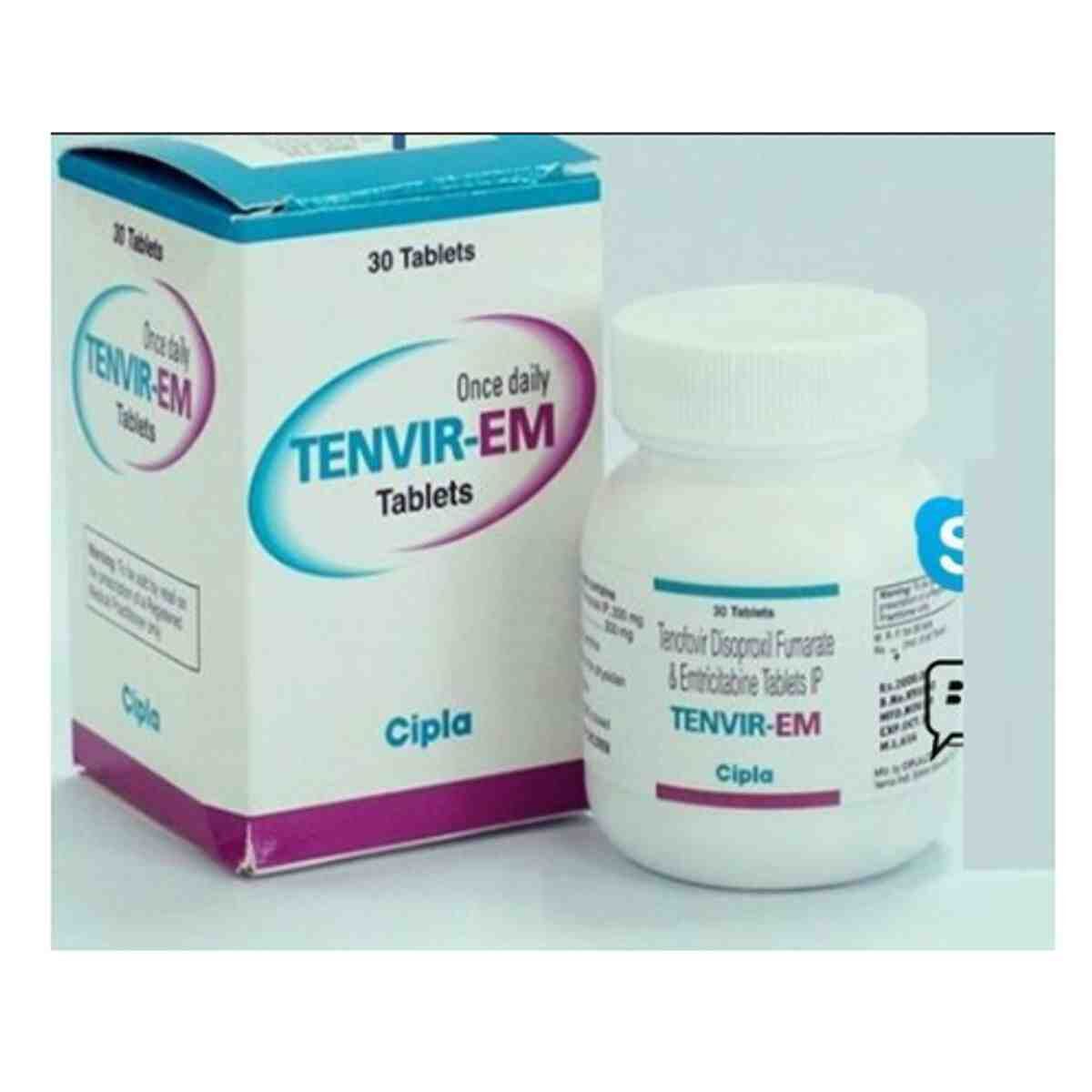Buy Tenvir-EM 30 Tablets Emtricitabine (200mg) + Tenofovir disoproxil ...