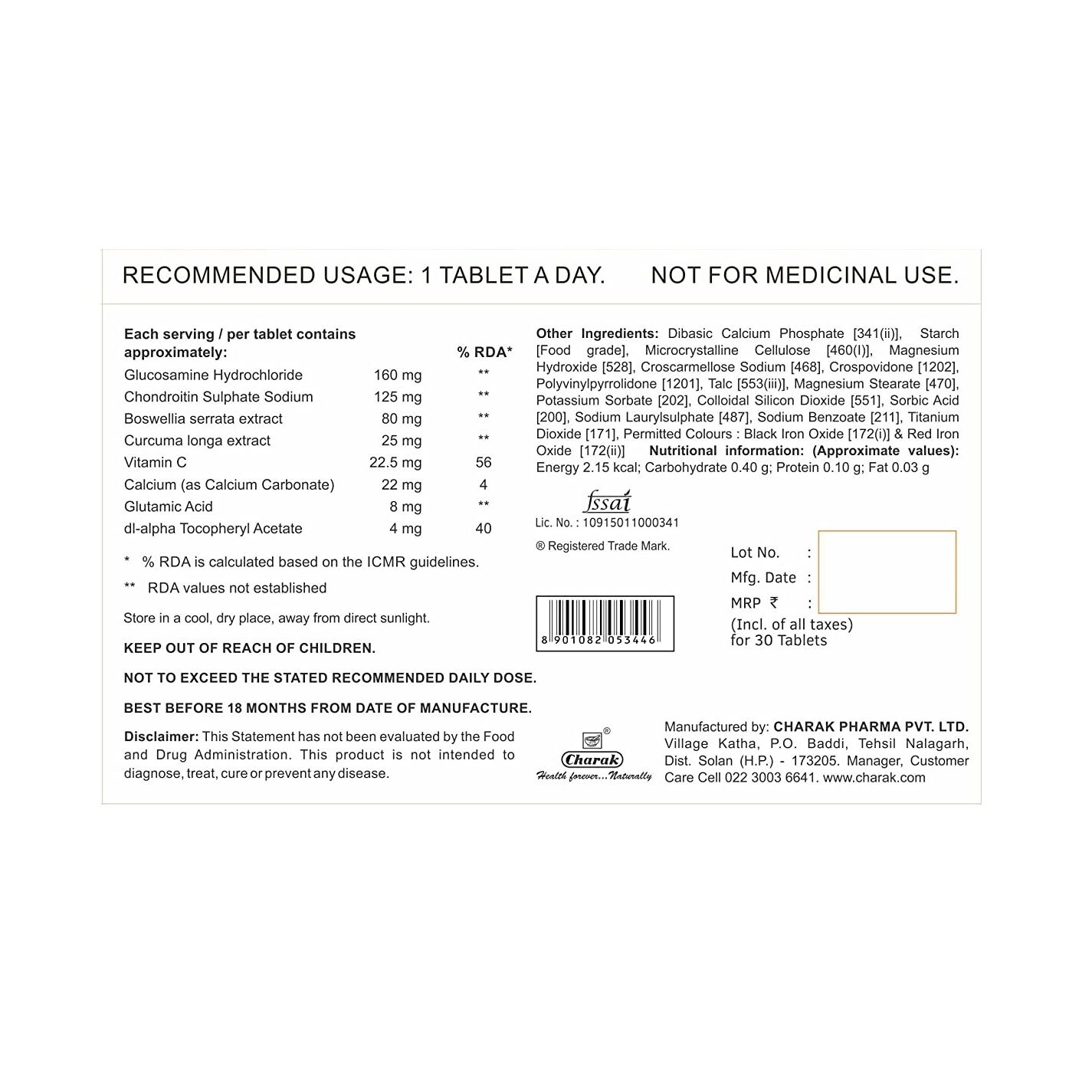 Buy Charak Ostolief Nutra 30 Tablets Pack Supplement for Bone & Joints ...