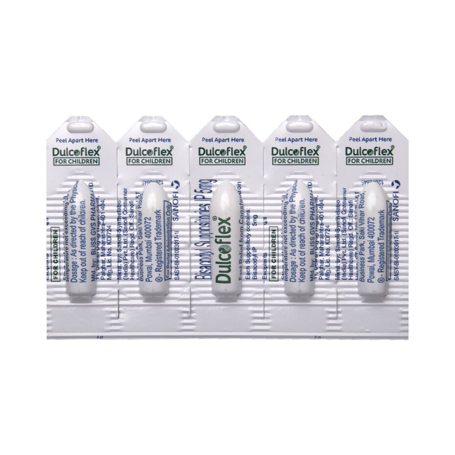 Buy Dulcoflex 5mg Suppository for Children, Pack of 5 Online at RxIndia.com