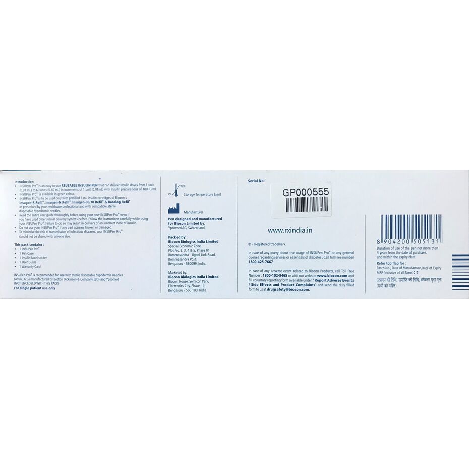 Buy Biocon INSUPen Pro REUSABLE INSULIN INJECTION PEN Online at RxIndia.com
