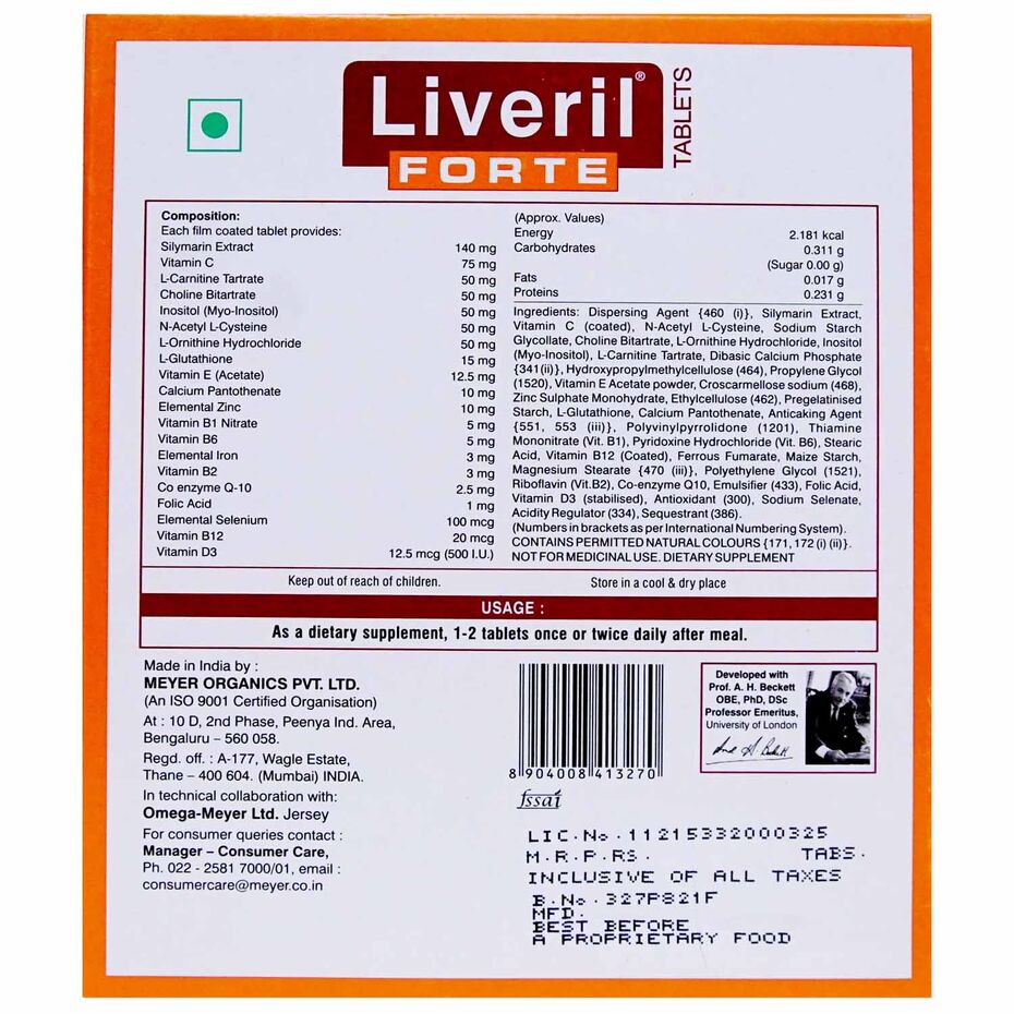 Buy Liveril Forte Tablets Silymarin N-Acetyl cysteine L-Glutathione L ...